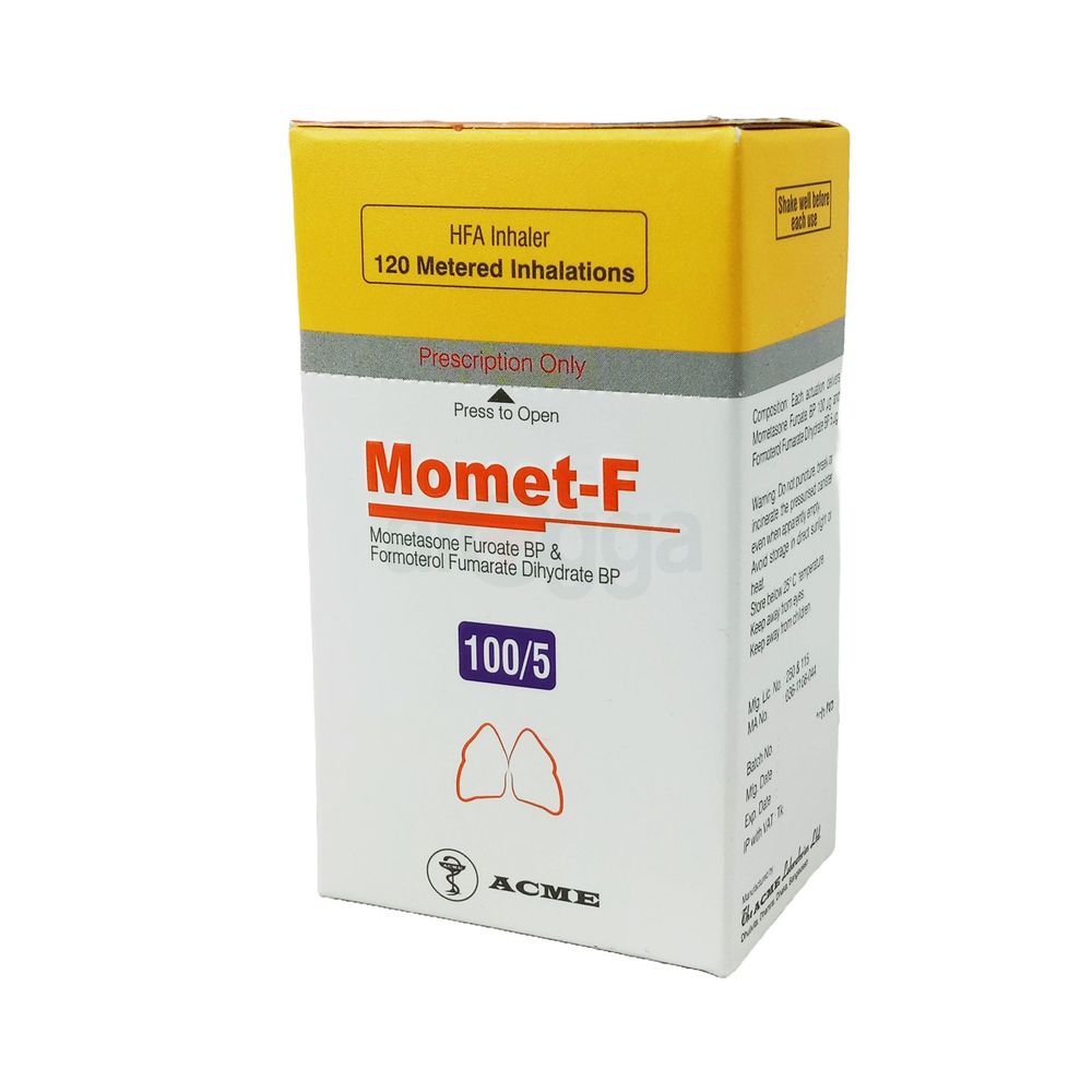 Momet-F 100/5 100mcg+5 mc/puff Inhaler - Arogga Online Pharmacy