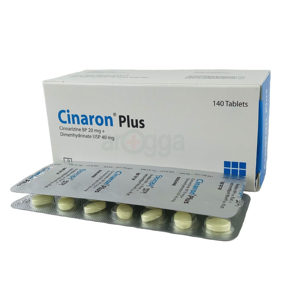 Cinaron Plus 20mg+40mg Tablet - Arogga Online Pharmacy