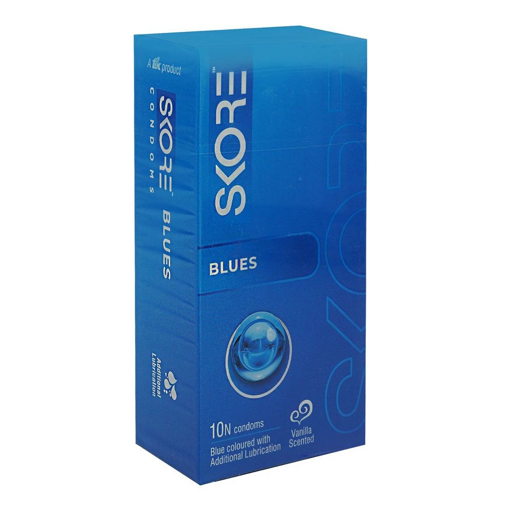 Skore Blues Vanilla Scented Coloured Condoms 10's Pack - Arogga Online ...