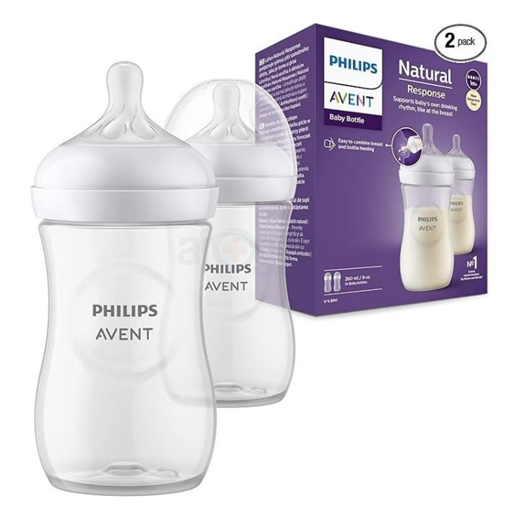 Philips Avent Natural White Feeding Bottle 2 pc Set (1m+) - 260 ml (Model- SCY903/02) - Arogga ...