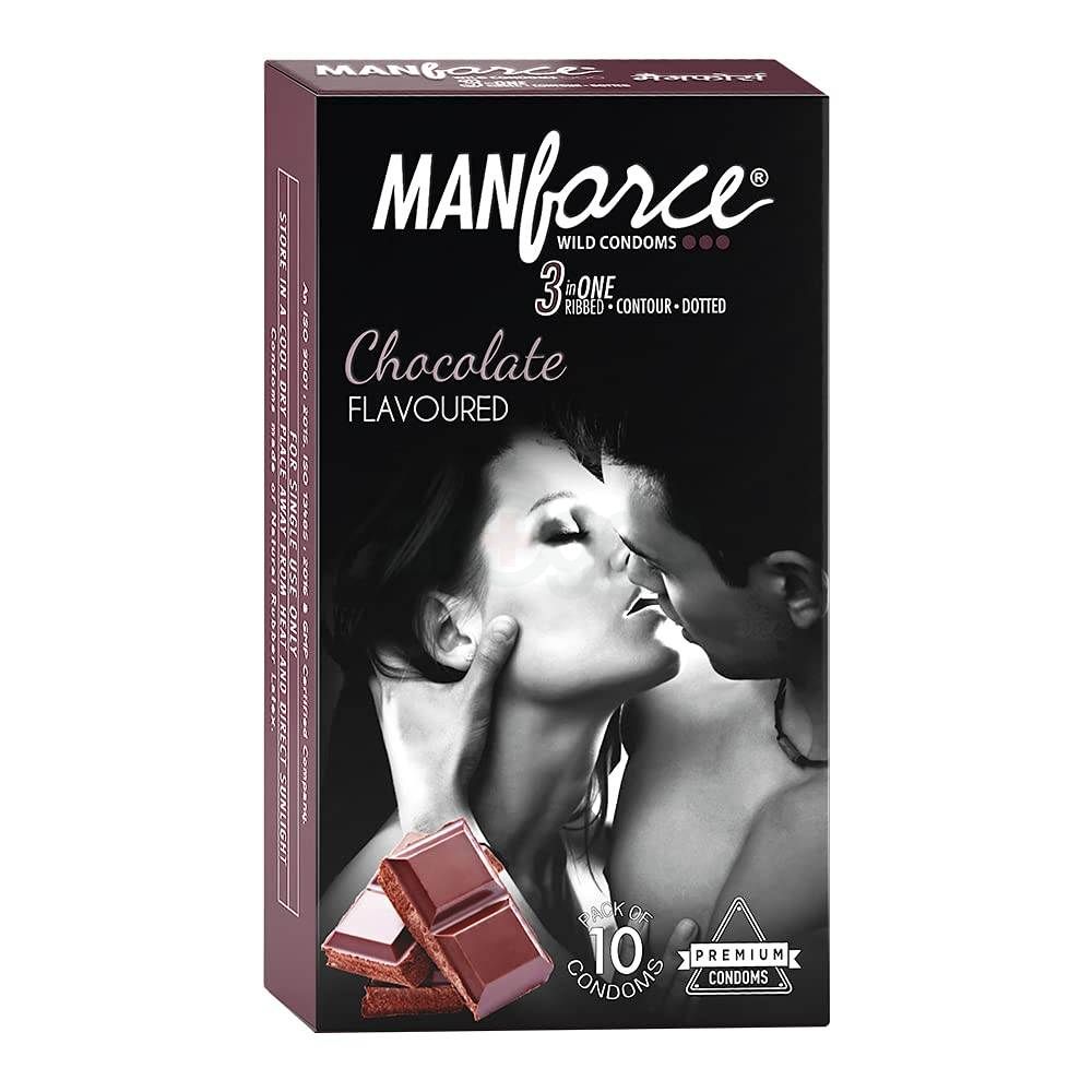 Manforce Chocolate 3 in1 Chocolate Flavored Condom - 10Pcs Pack - Arogga Online Pharmacy
