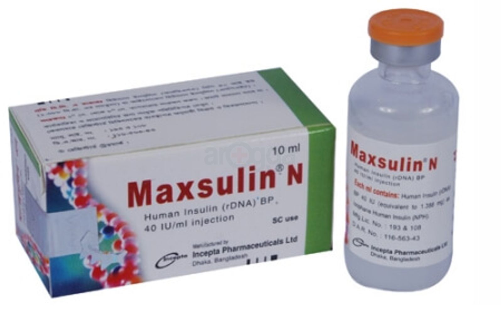 Maxsulin N 40IU Vial 40IU/ml Injection - Arogga Online Pharmacy