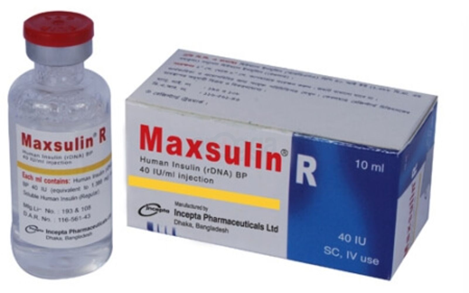 Maxsulin R 40IU Vial 40IU/ml Injection - Arogga Online Pharmacy