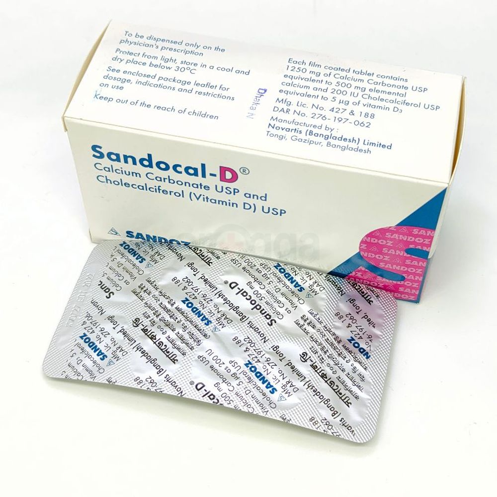 Sandocal D 500mg+200IU Tablet - Arogga Online Pharmacy