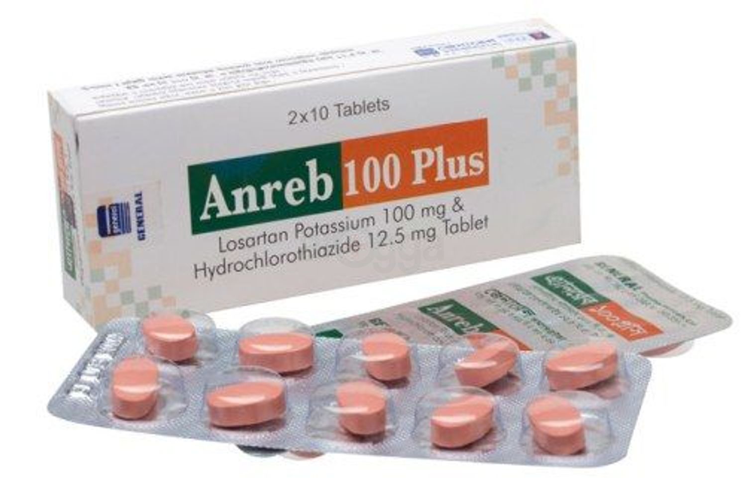 Anreb Plus 100 12.5mg+100mg Tablet - এ্যানরেব প্লাস ১০০ মি.গ্রা.+১২.৫ মি.গ্রা. ট্যাবলেট - Arogga ...