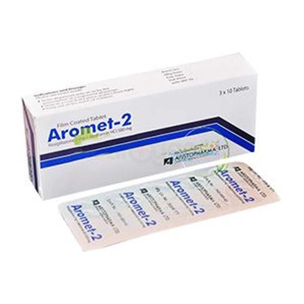 Aromet-2 500mg+2mg Tablet - এ্যারোমেট-২ ট্যাবলেট - Arogga Online Pharmacy