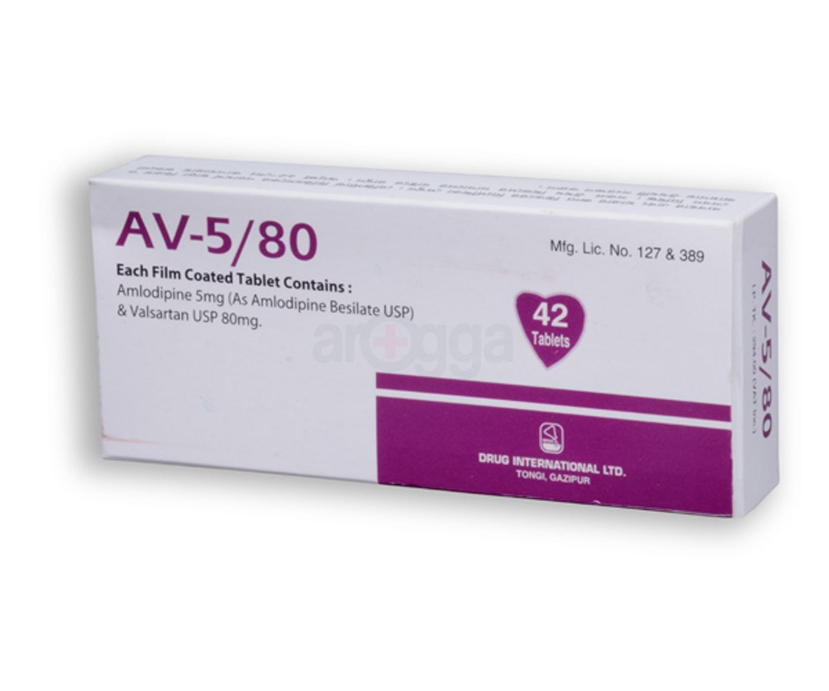 AV-5/80 5mg+80mg Tablet - এভি ৫ মি.গ্রা.+৮০ মি.গ্রা. ট্যাবলেট - Arogga ...