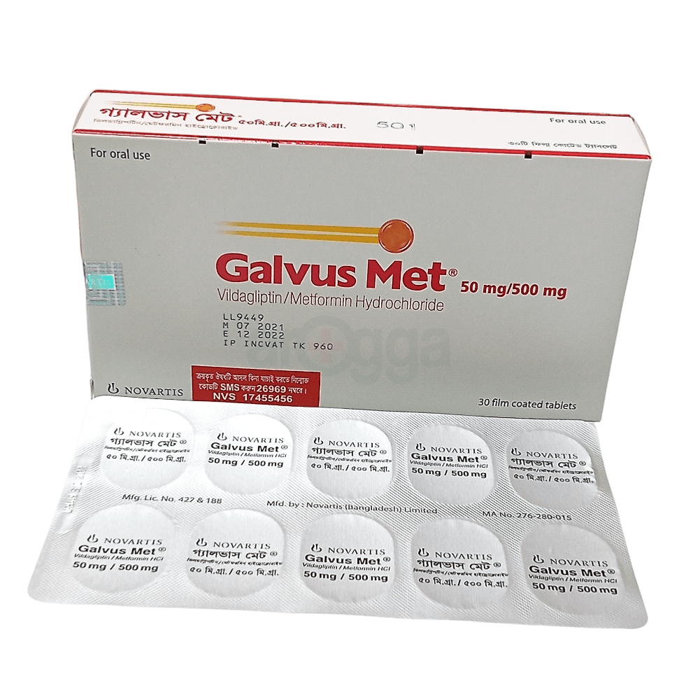 Galvus-Met 500mg+50mg Tablet - Arogga Online Pharmacy