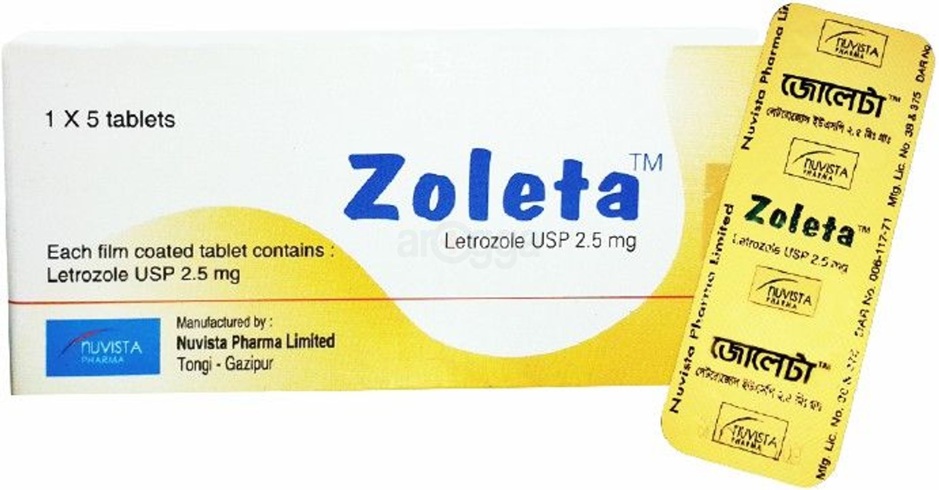 Zoleta 2.5mg Tablet - Arogga Online Pharmacy