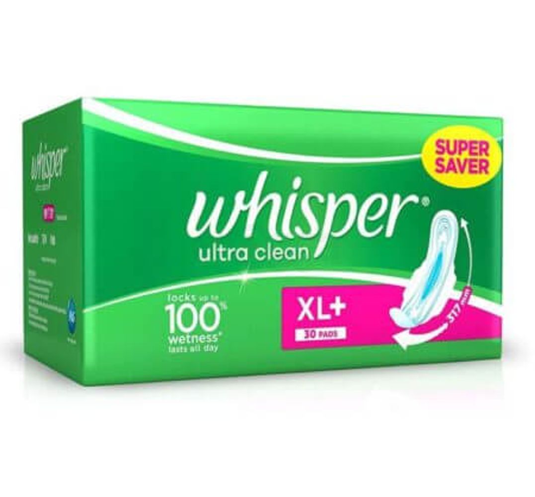 Whisper Ultra Clean Sanitary Pads XL Plus Wings (30pcs) - Arogga Beauty ...