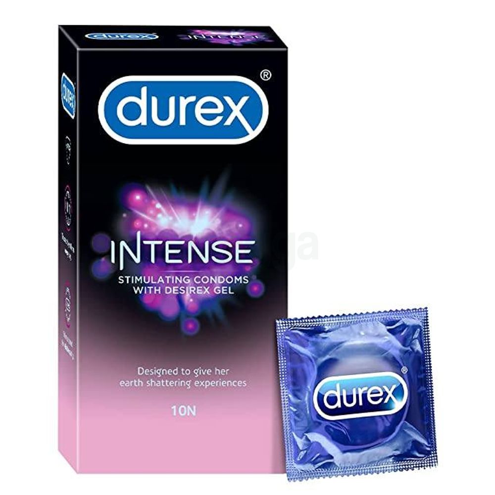 Durex Intense Stimulating With Desirex Gel Dotted and Ribbed Condom - 10Pcs Pack - Arogga Online ...
