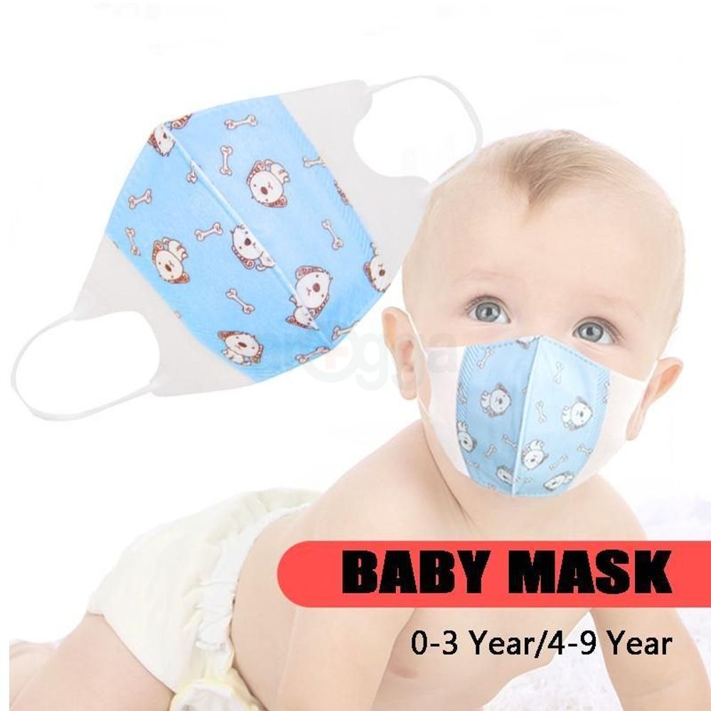 Baby Face Mask 0-9 Years 3D Cartoon Printed Tissue Fabric Washable and ...