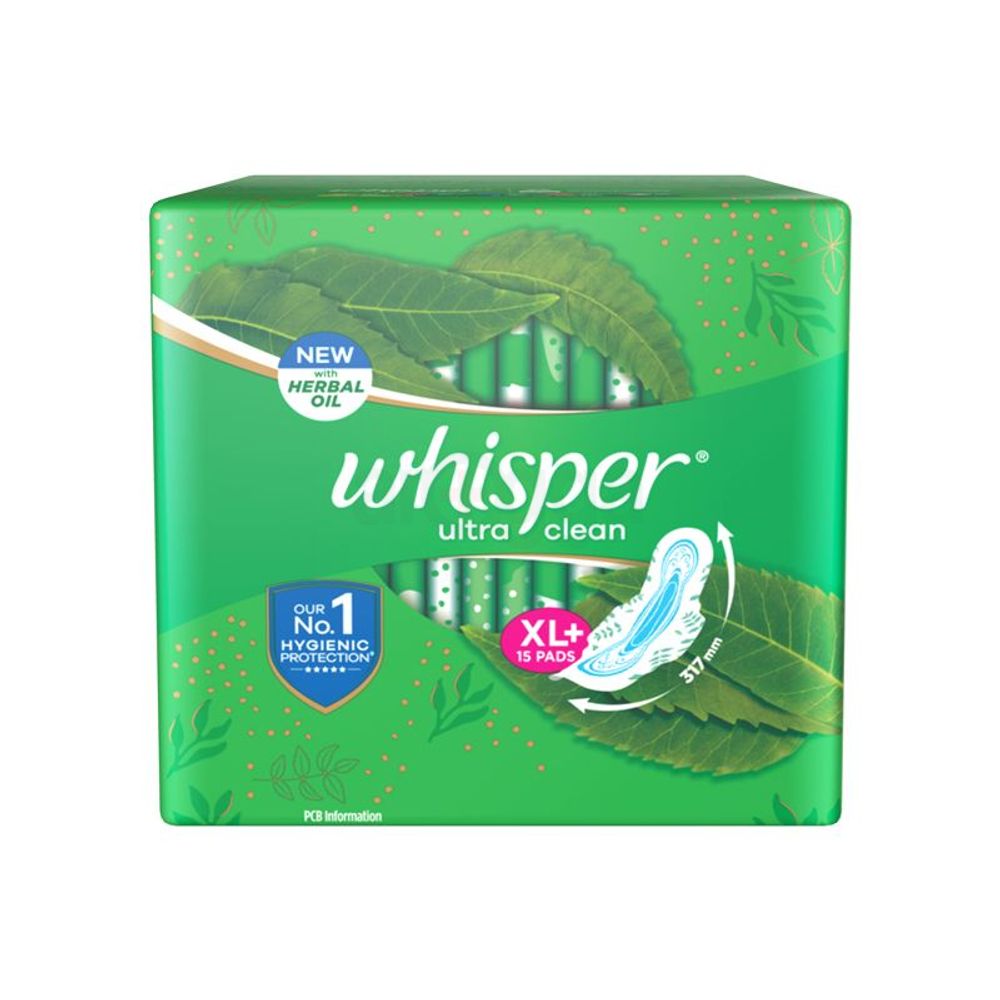 Whisper Ultra Clean Sanitary Pads XL Plus Wings (15pcs) - Arogga Beauty ...