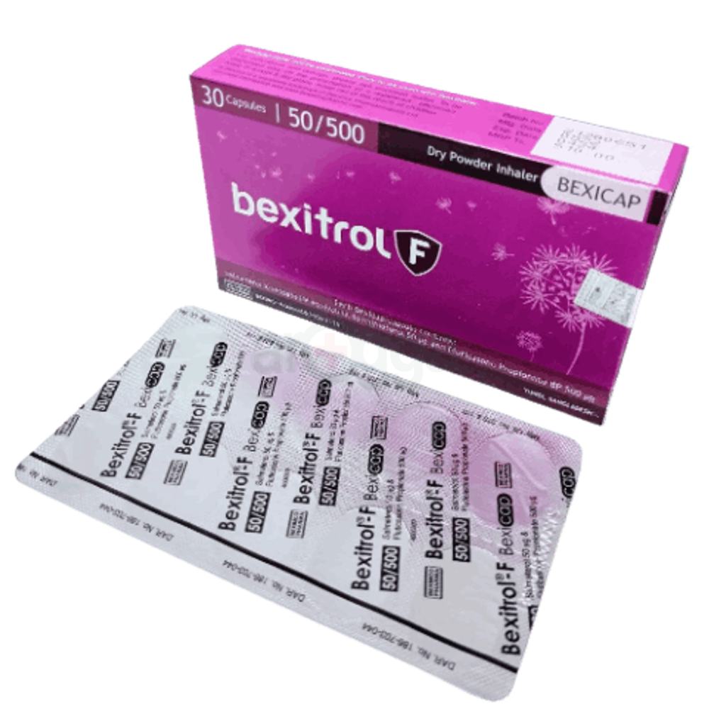 Bexitrol F 50/500 Bexicap 50mcg+500mcg Inhalation Capsule - Arogga ...