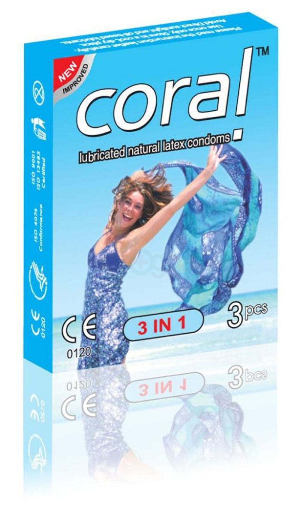 Coral 3 in 1 Lubricated Natural Latex Condom Single Pack 3x1= 3pcs ...