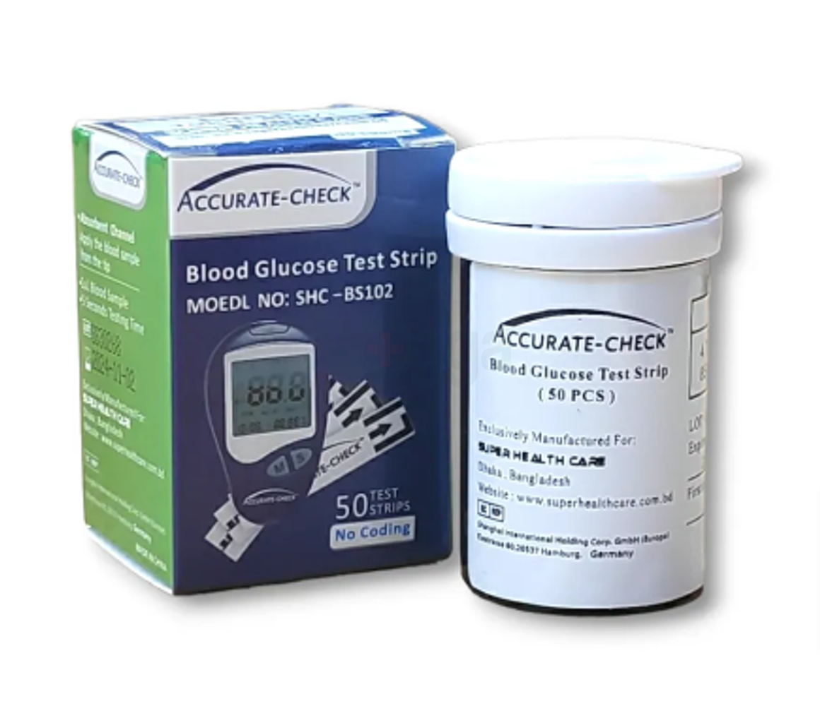 Accurate-Check Blood Glucose Test Strip 50's Pack - Arogga Online Pharmacy