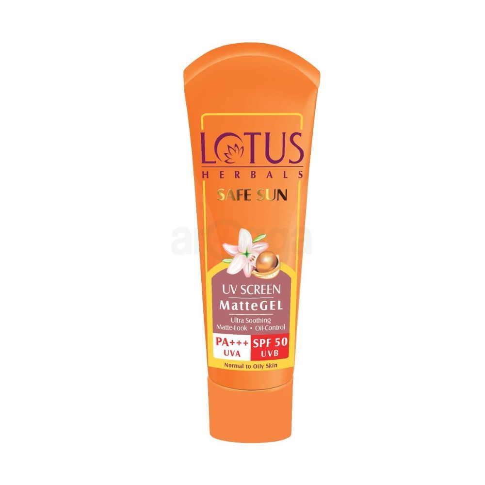 Lotus Herbals Safe Sun UV Screen Matte Gel PA+++ SPF 50 UVB 100gm ...