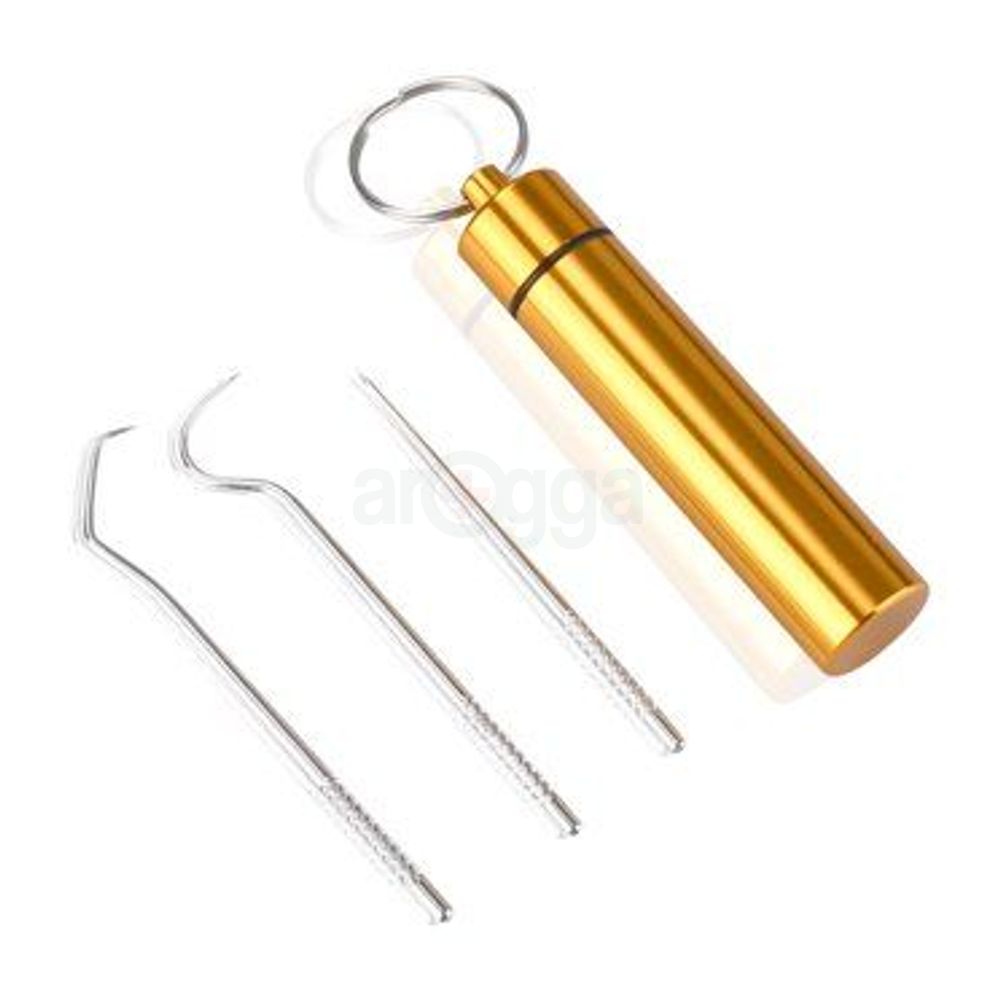 Portable Toothpick Set Interdental Crochet Cleaning Reusable Metal ...