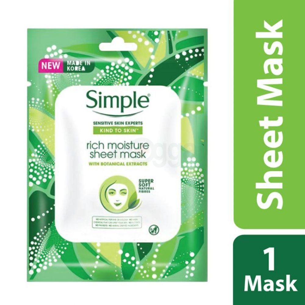 Simple Kind to Skin Rich Moisture Sheet Mask 23ml 23ml Mask - Arogga ...