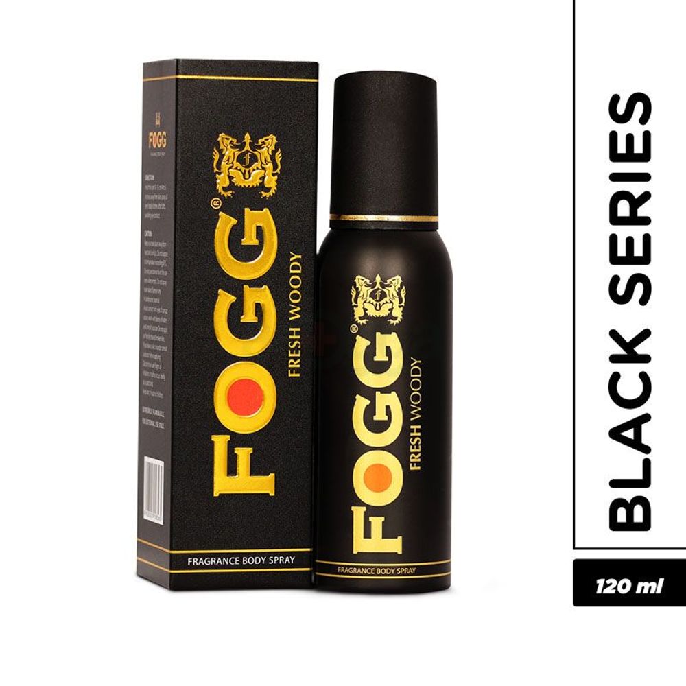 Fogg Black Men Body Spray (Woody) 120ml - Arogga Beauty Store