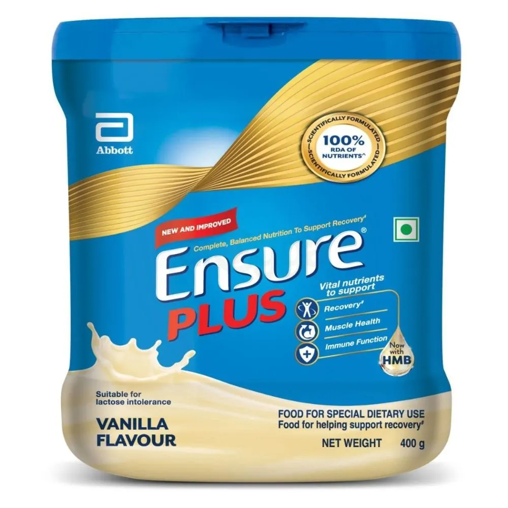Ensure Plus Vanilla Flavour Complete Balanced Nutrition Drink to Support Recovery 400 gm ...