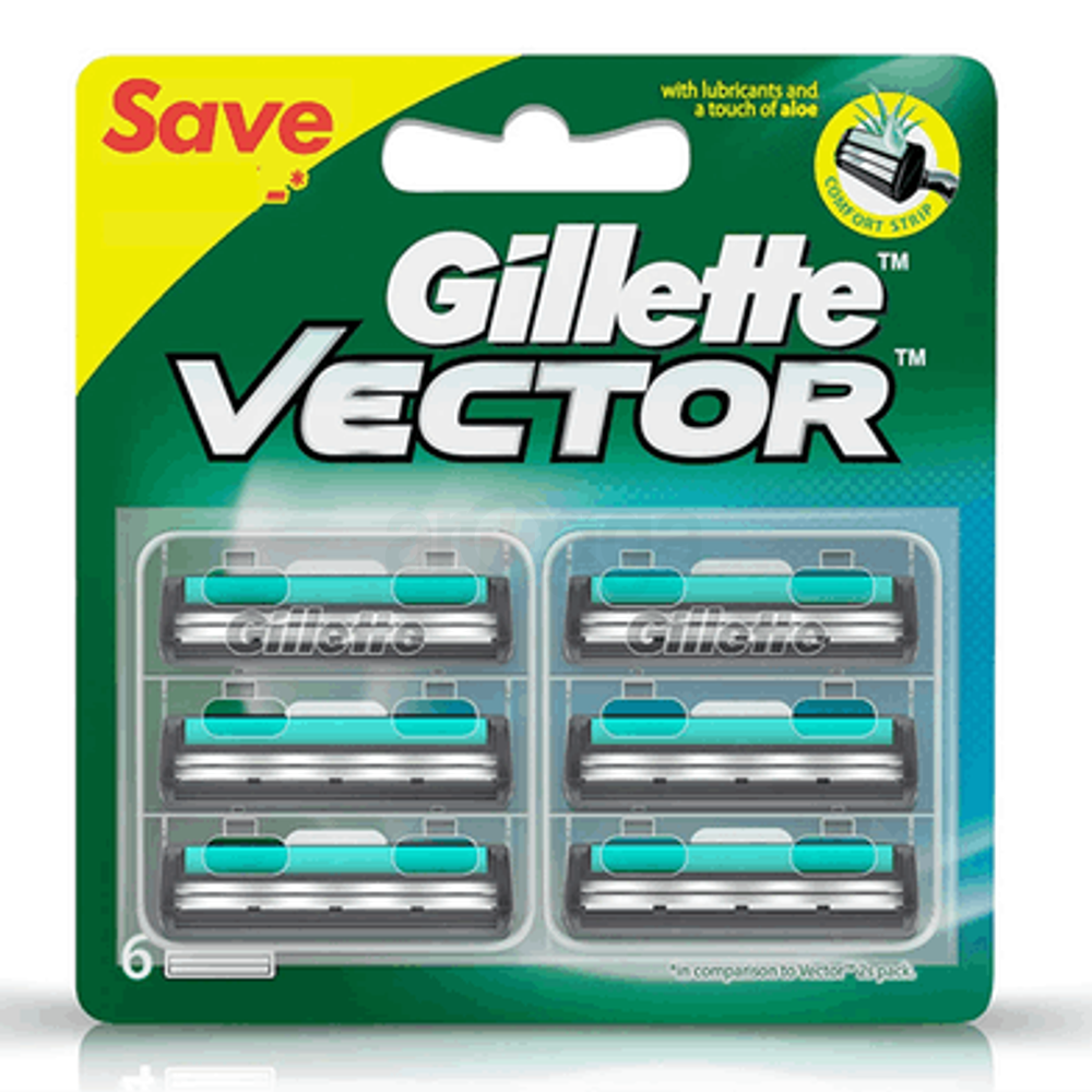 Gillette Vector Shaving Razor Blades - 6 Cartridge - Arogga Beauty Store