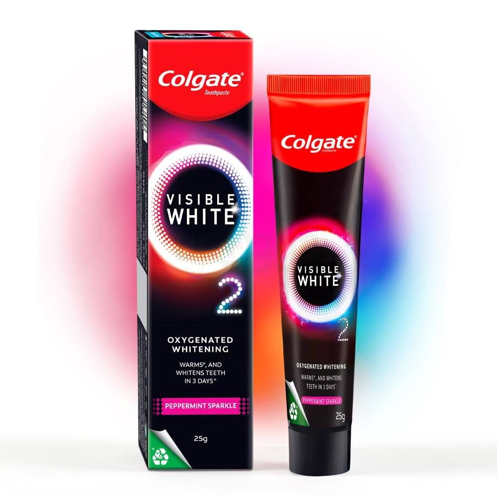 Colgate Visible White Peppermint Sparkle Toothpaste 25gm - Arogga ...