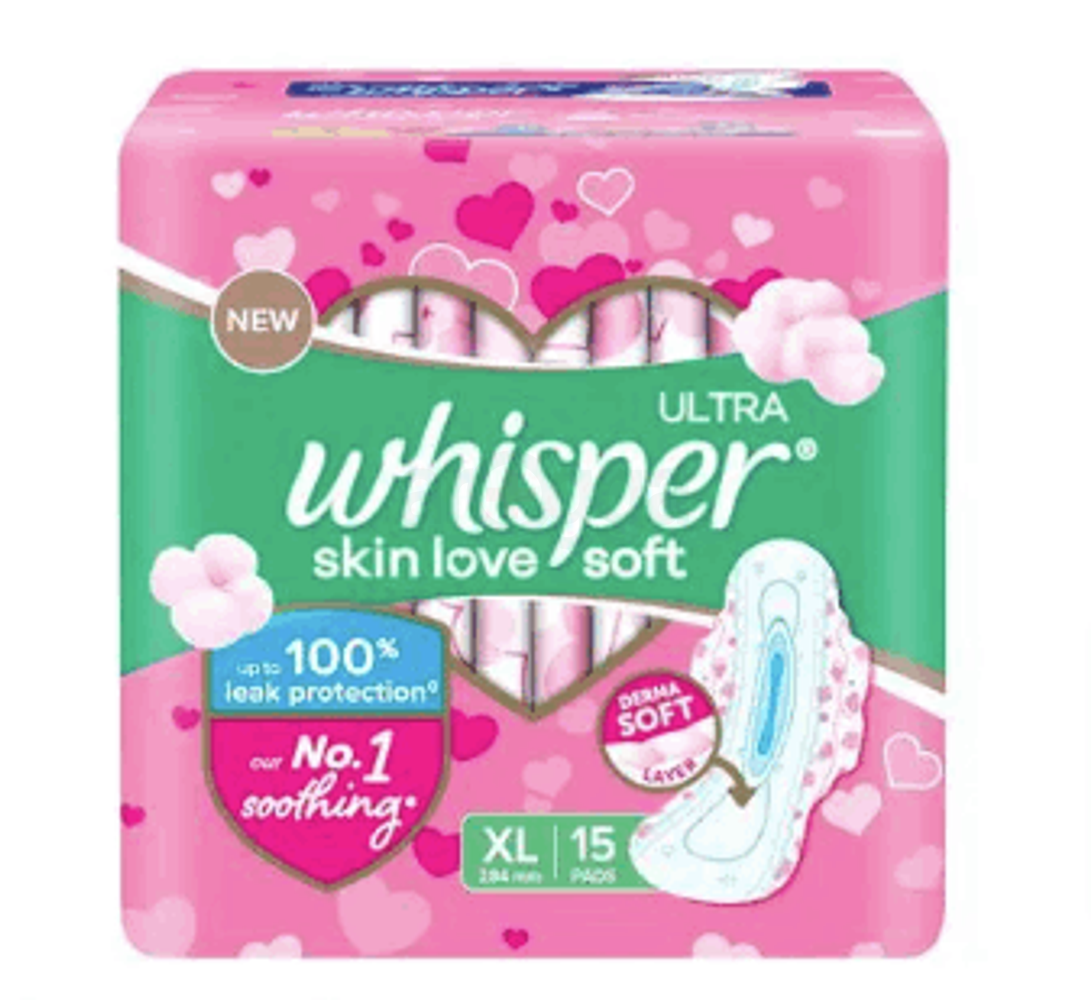 Whisper Ultra Skin Love XL - 15 Pcs - Arogga Beauty Store