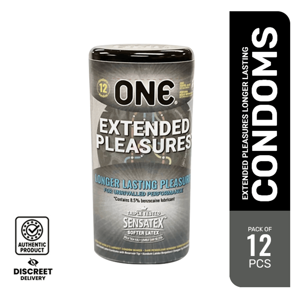 ONE Extended Pleasures Longer Lasting Pleasure Condom - 12Pcs Pack ...