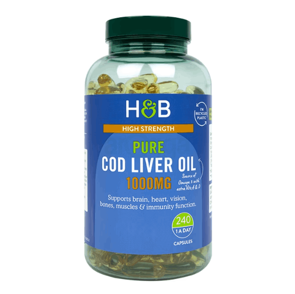 Holland & Barrett Pure Cod Liver Oil 1000mg 240 Capsules - Arogga ...