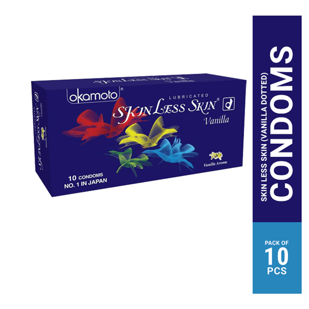 Okamoto Skinless Skin - Vanilla Flavour Dotted Condom - 10Pcs Pack ...
