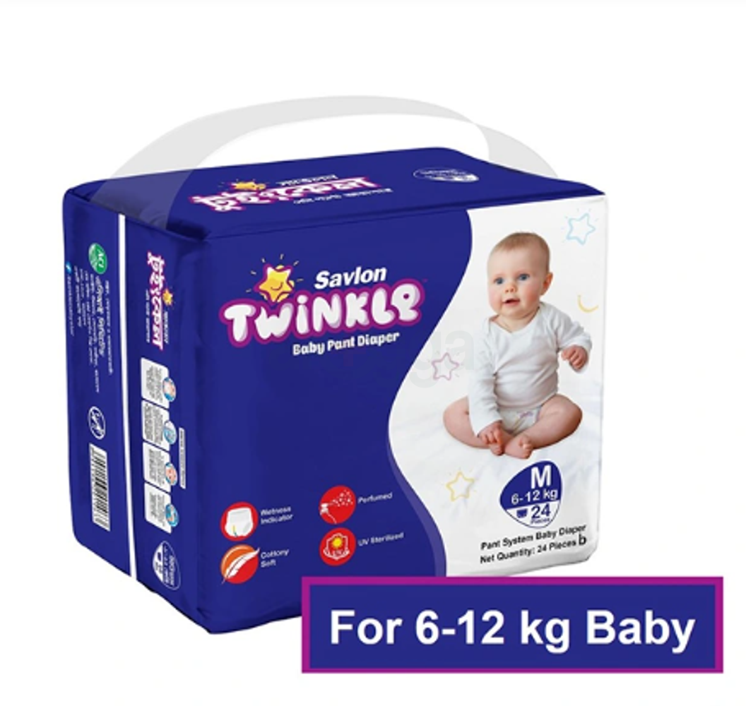 Savlon Twinkle Baby Pant Diaper Medium 24 pcs (6-12 kg) price in ...