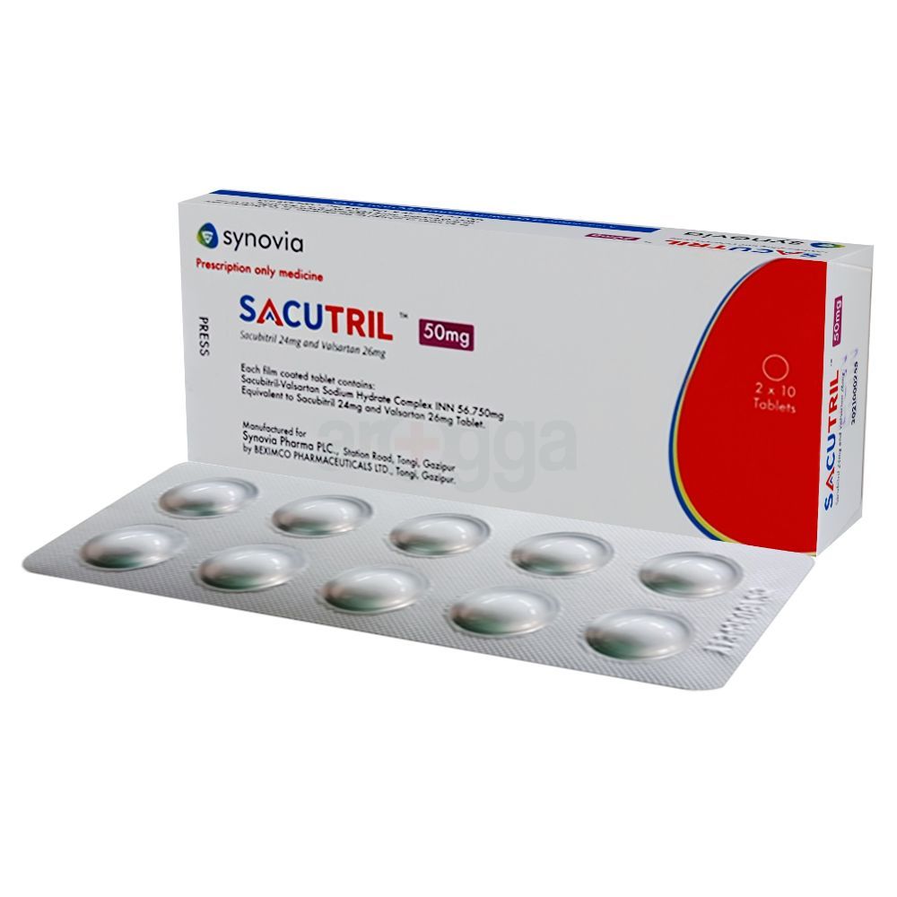 Sacutril 50 24mg+26mg Tablet - Arogga Online Pharmacy