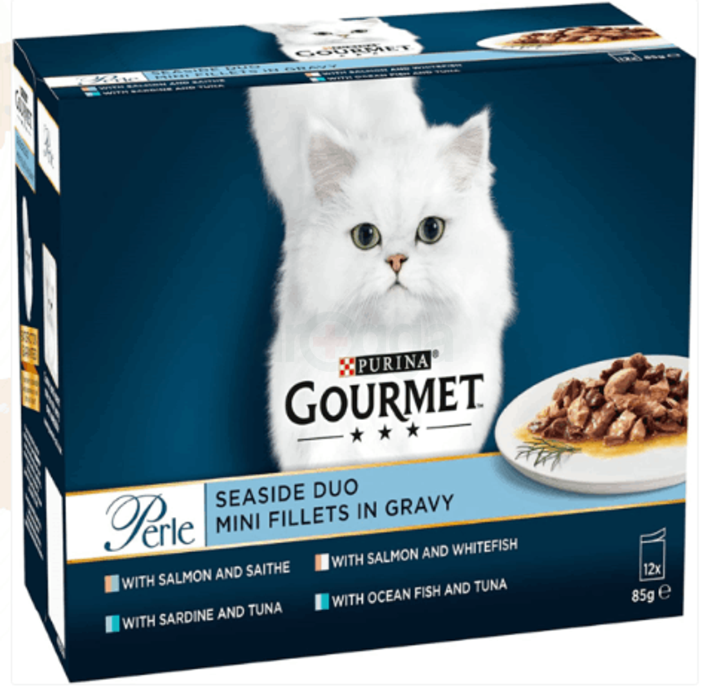 Purina gourmet Perle Pouch Seaside Duo Salmon & Saithe, Sardine & Tuna ...