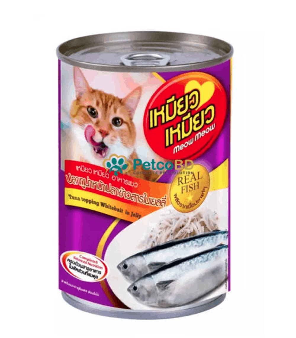 Meow Meow Adult Cat Food Real Fish Tuna Topping Whitebait In Jelly ...