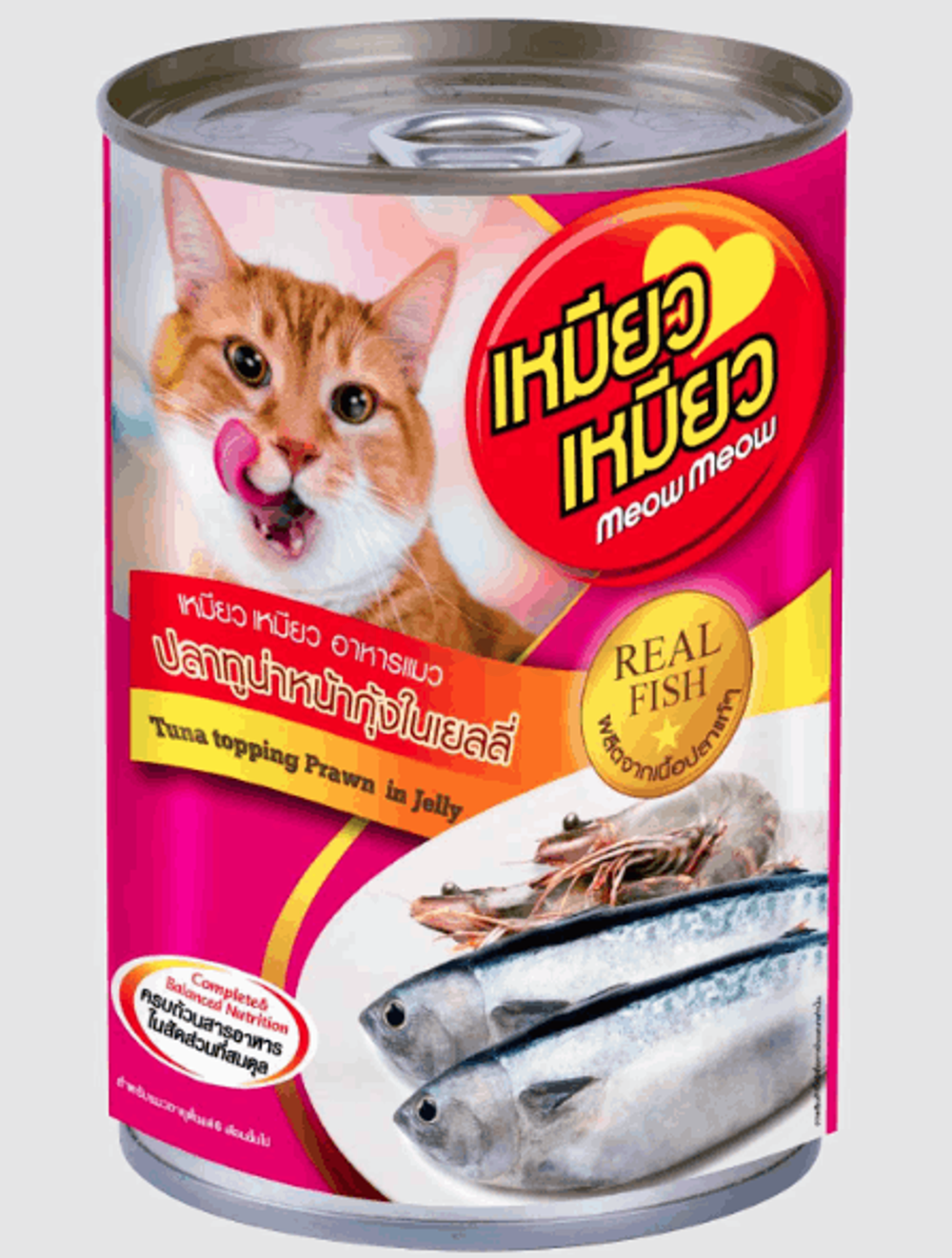 Meow Meow Cat Food Real Fish Tuna Topping Prawn In Jelly - 400g Can ...
