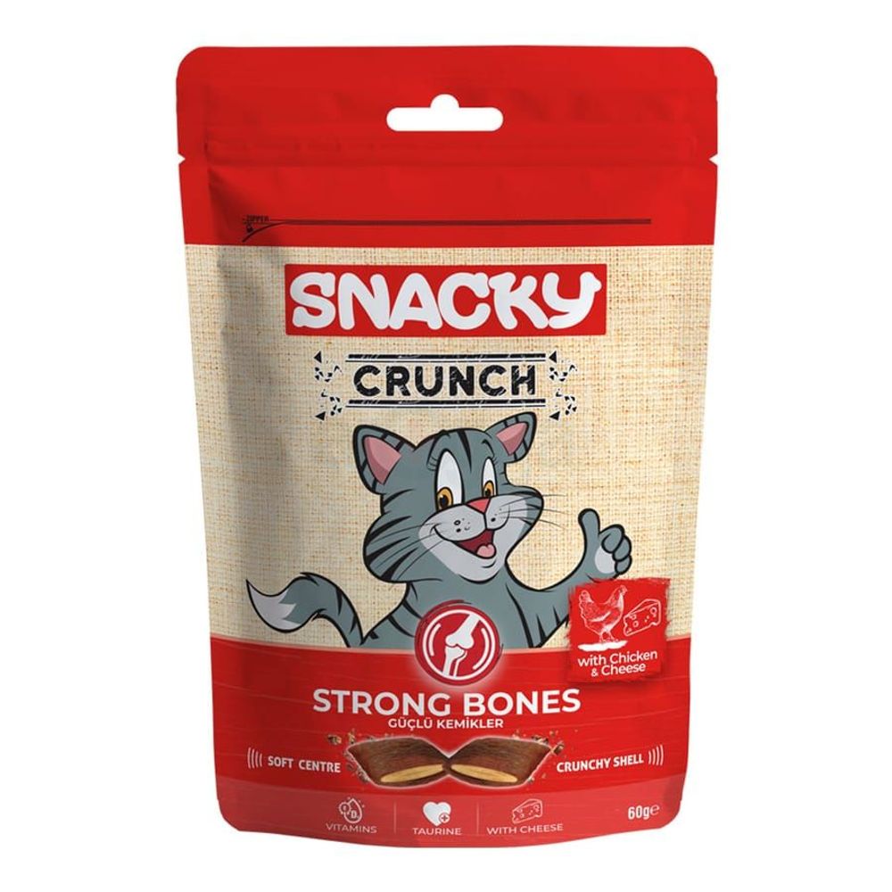 Snacky Crunch Dry Cat Treat Strong Bones - Chicken & Cheese - 60gm ...