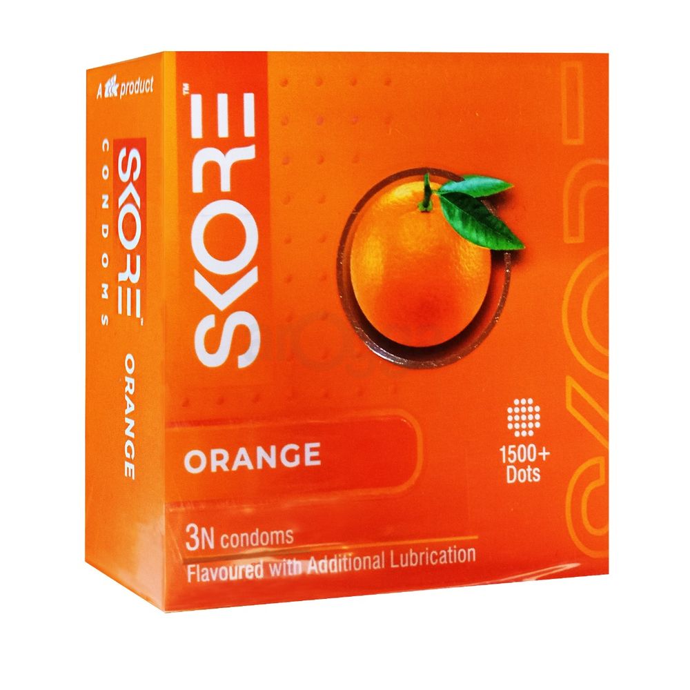 Skore Orange 1500+Dots Condoms 3's Pack - Arogga Online Pharmacy