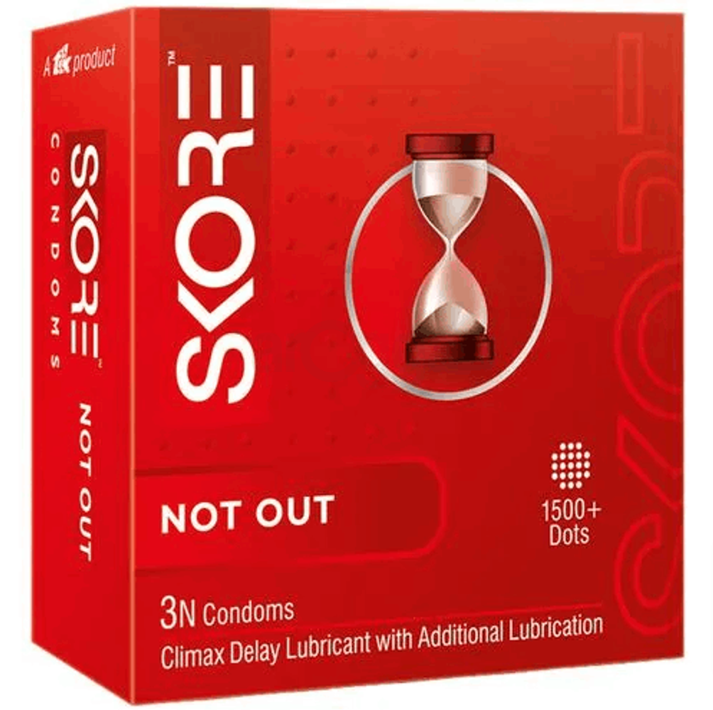 Skore Not Out Climax Delay Dotted Condoms - 3Pcs Pack(India) - Arogga ...