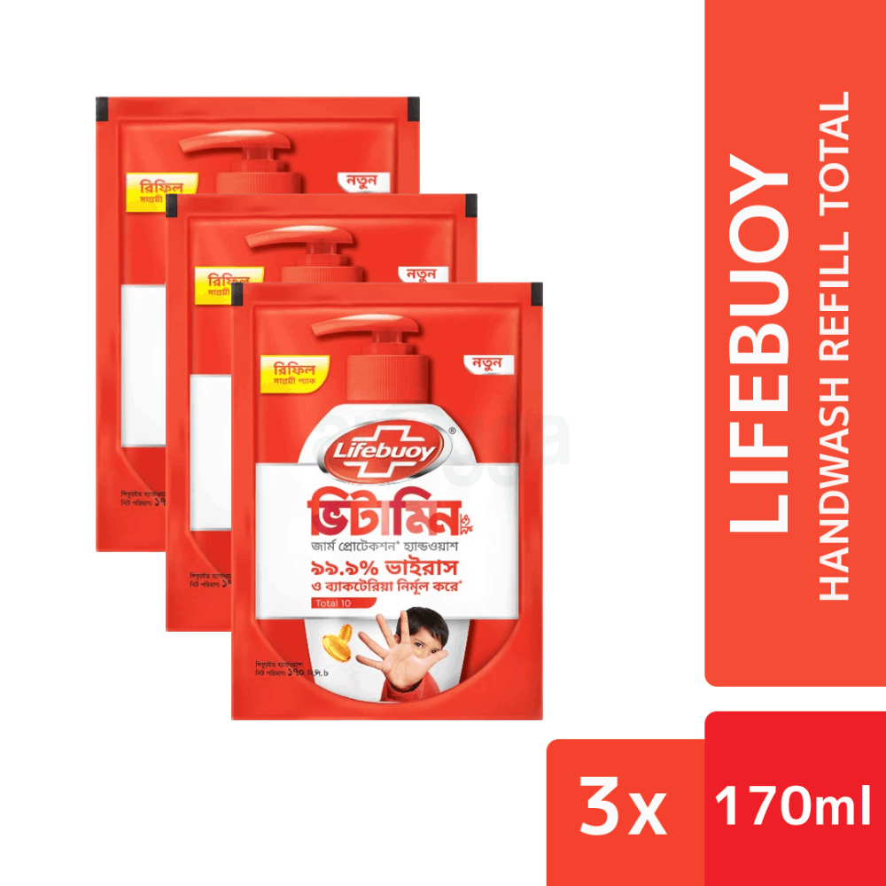Lifebuoy Handwash (Soap) Total Refill 170ml (Bundle of 3) - Arogga ...