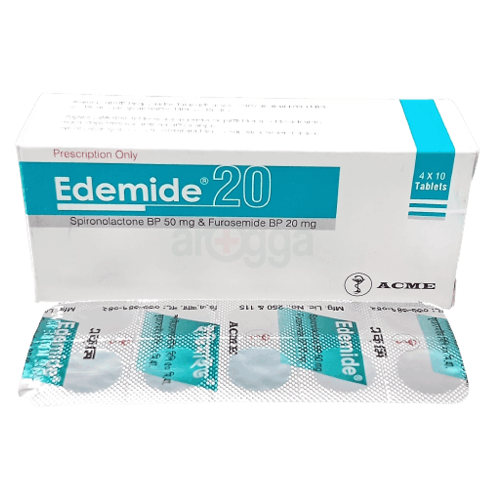 Edemide 20mg+50mg Tablet - Arogga Online Pharmacy