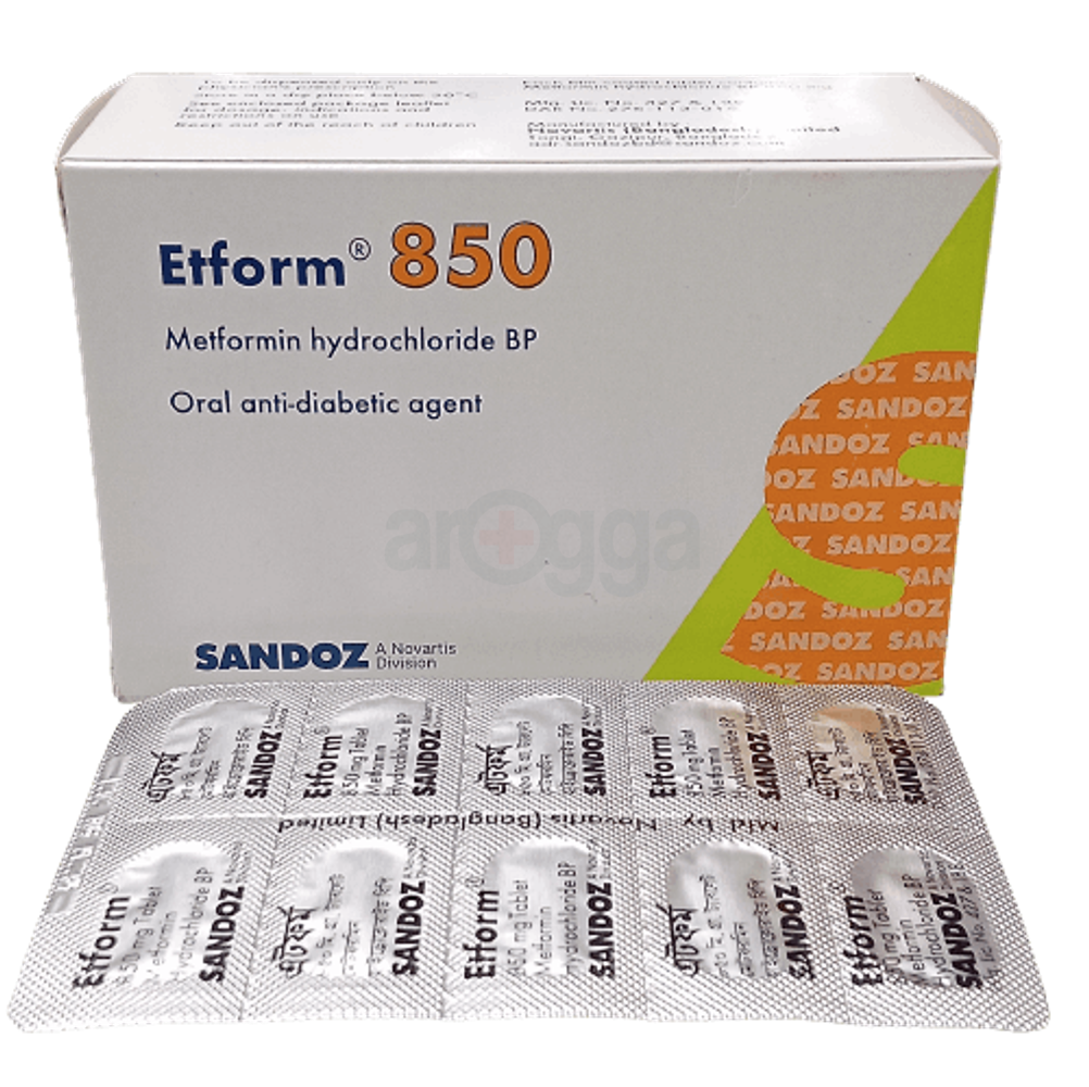Etform 850mg Tablet - Arogga Online Pharmacy